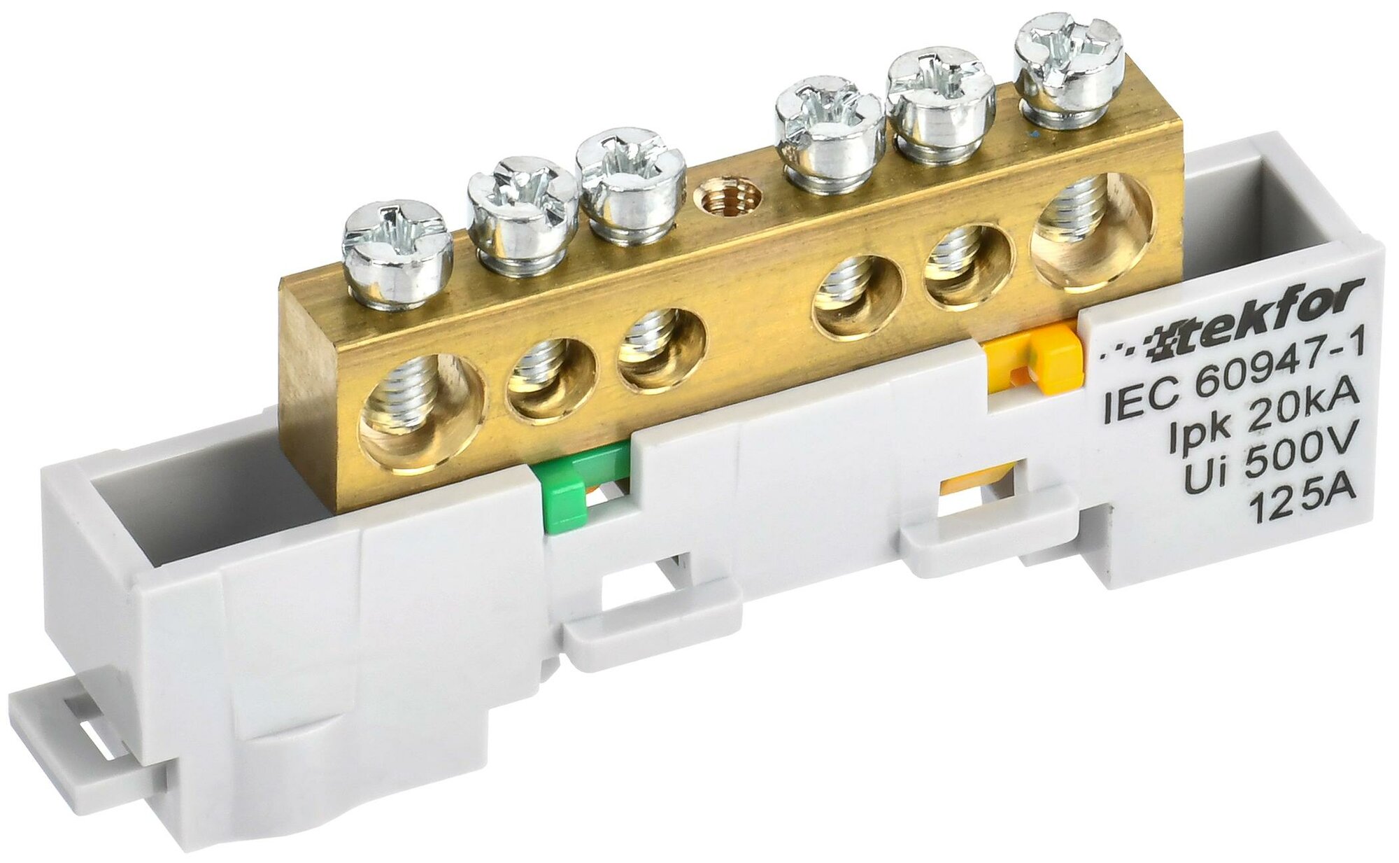 Шина электрическая IEK PE земля неизолированная на универсальном держателе 8х12-6-Ж, Tekfor