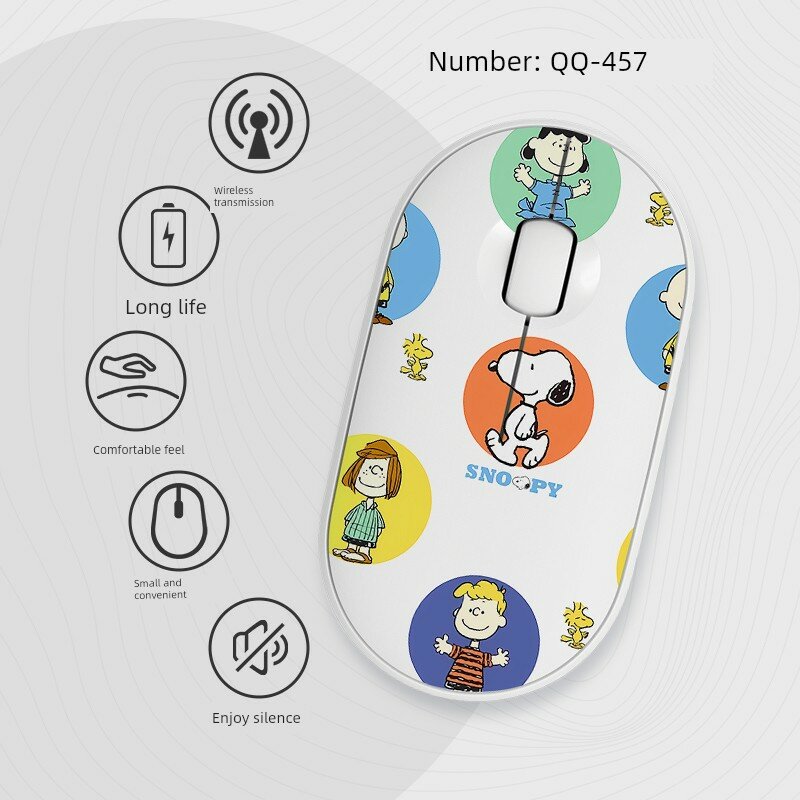 Беспроводная сенсорная мышь Snoopy Silent 3-режима (Bluetooth 2.4G USB) для телефона планшета iPad настольного ПК