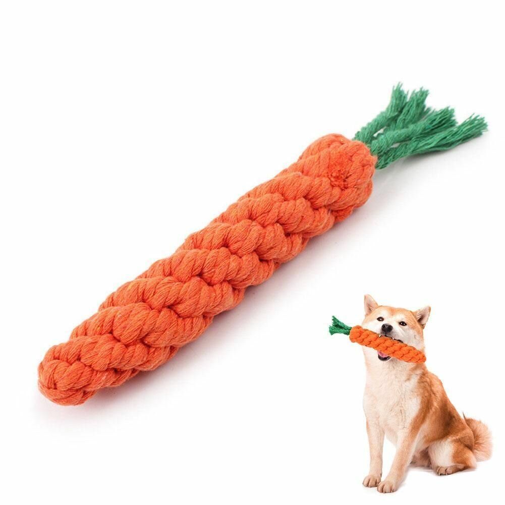 Игрушка для собак канат морковь, игрушка морковка, для щенков, мелких и средних пород, режутся зубки, для поддержания здоровья зубов и десен