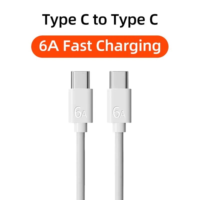 Кабель Type-C to Type-C 6A, 2м, Белый