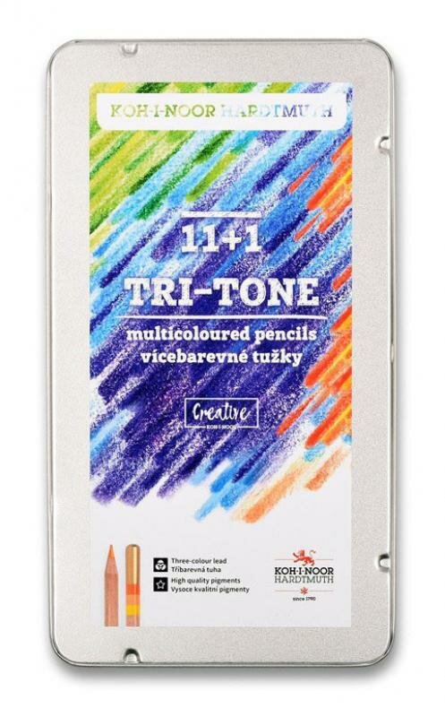 Карандаши цветные Koh-I-Noor Tri-Tone 3442 3442N12003PLRU круглые дерево 12цв. натур. цвет корпуса многоцветные