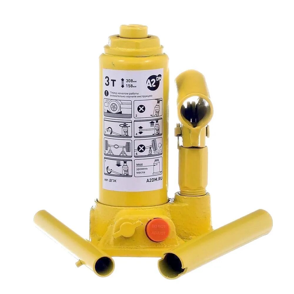 Домкрат гидравлический 3т, перепускной клапан, морозостойкое масло -40, 158-308мм.