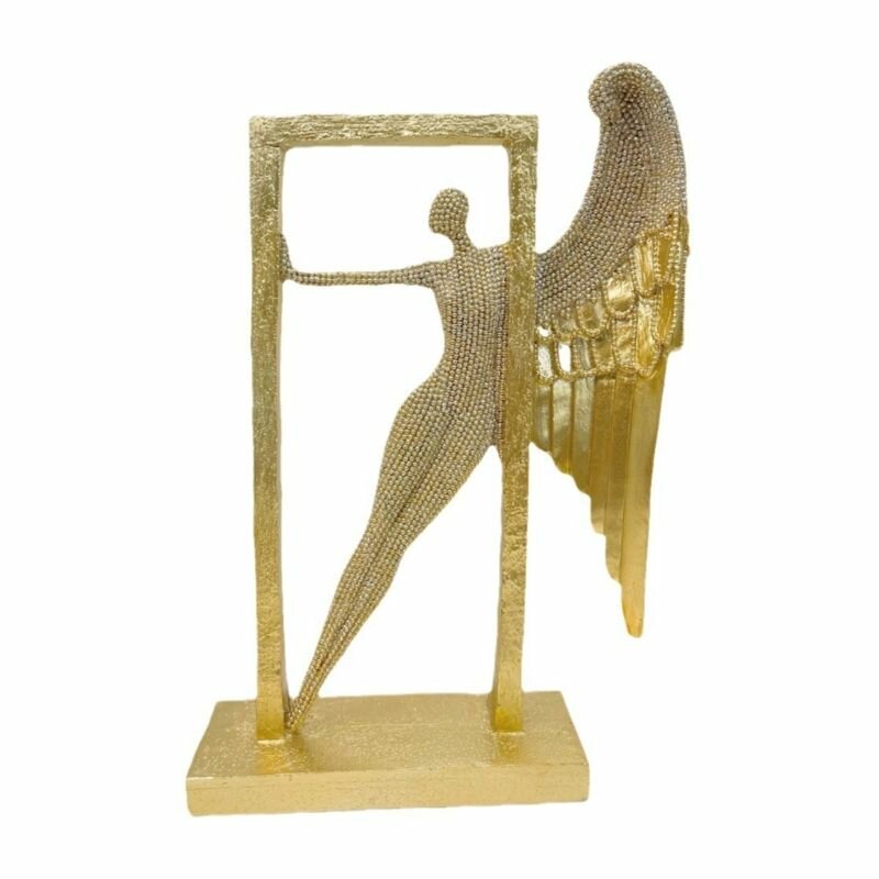 Простая фоторамка с креативным украшением в виде ангела-золото