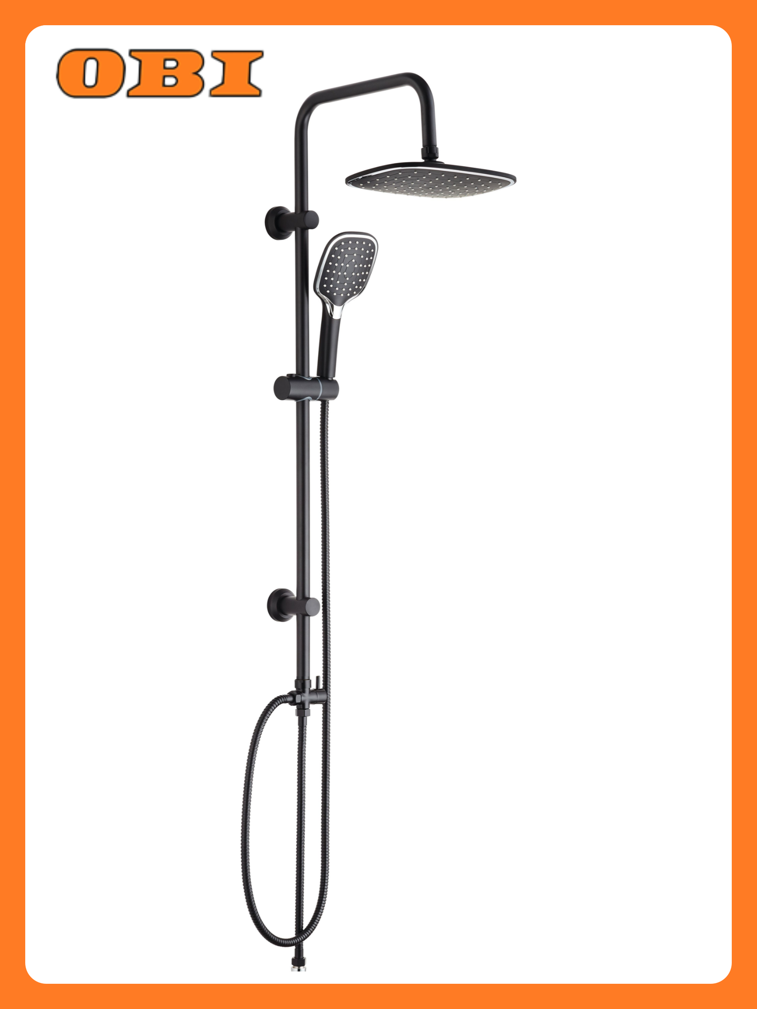 Душевой гарнитур AMANDA с верхним душем d225 мм, нержавеющая сталь, черный