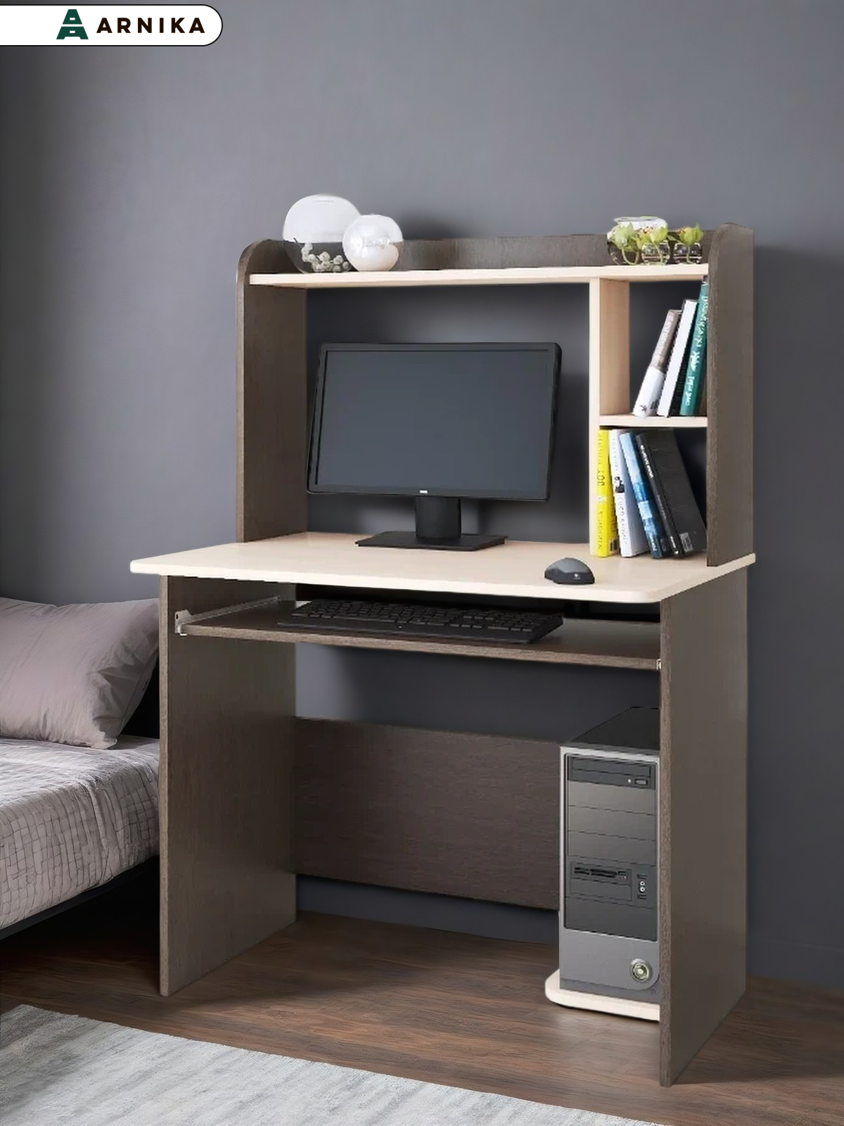 Компьютерный стол тэкс Грета-2, венге/дуб, надстройка для клавиатуры, ЛДСП