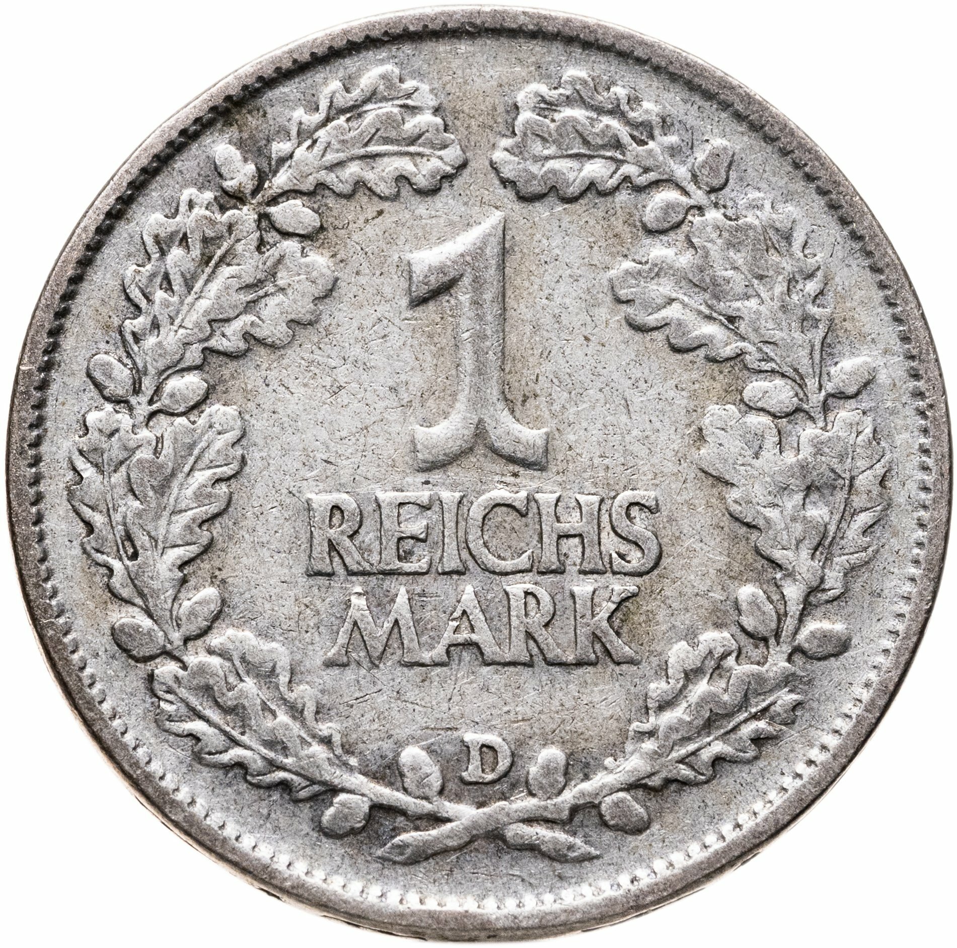 Германия 1 рейхсмарка mark 1924-1925, Серебро 500, в сохранности VF