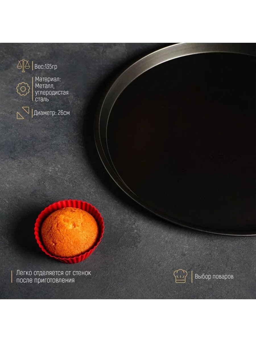 Форма для выпечки пиццы круглая, d=26 см