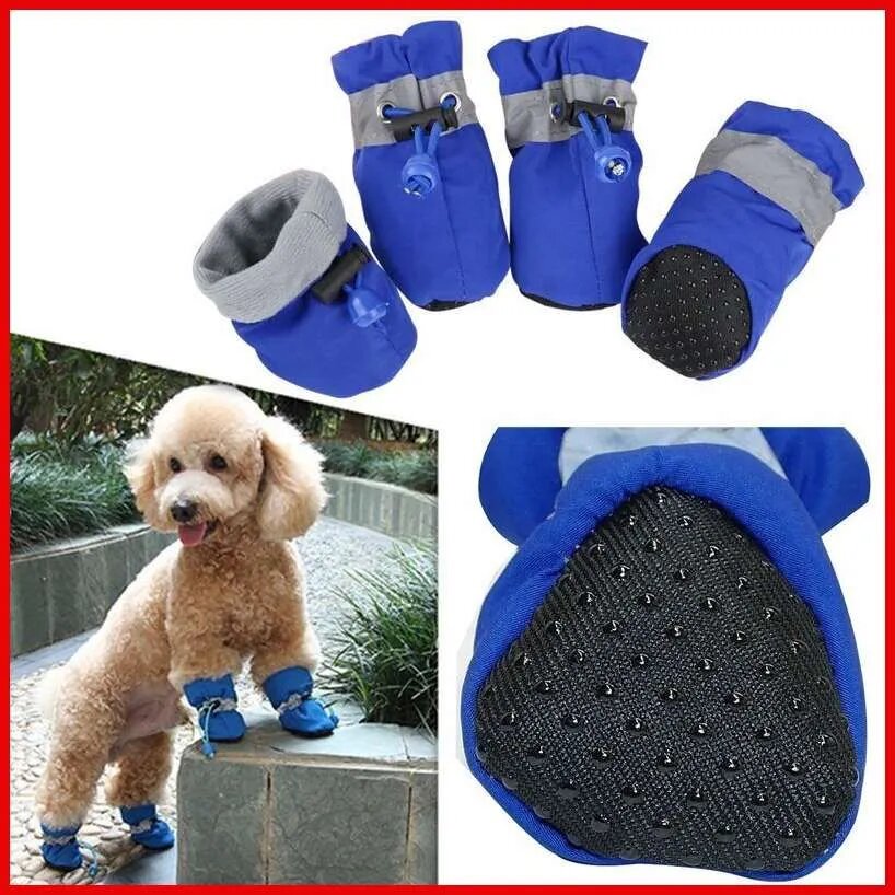 Обувь для собак, для кошек, сапоги для животных, синего цвета, размер 4, ботинки для собак