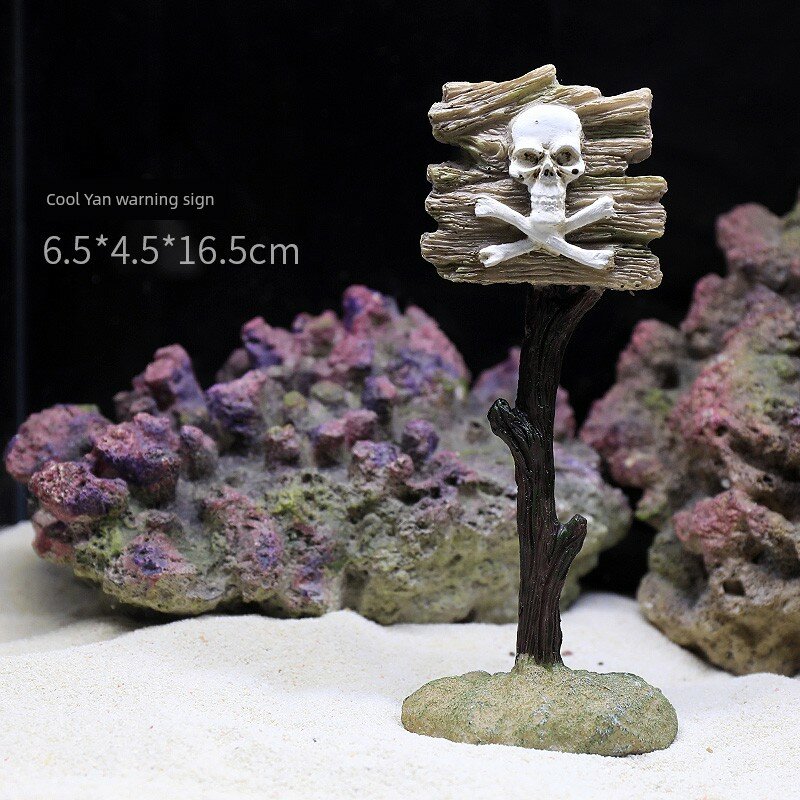 Декор для аквариума: имитация коралла, укрытие для рыб и креветок, знак-указатель (имитация коралла) предупреждающий