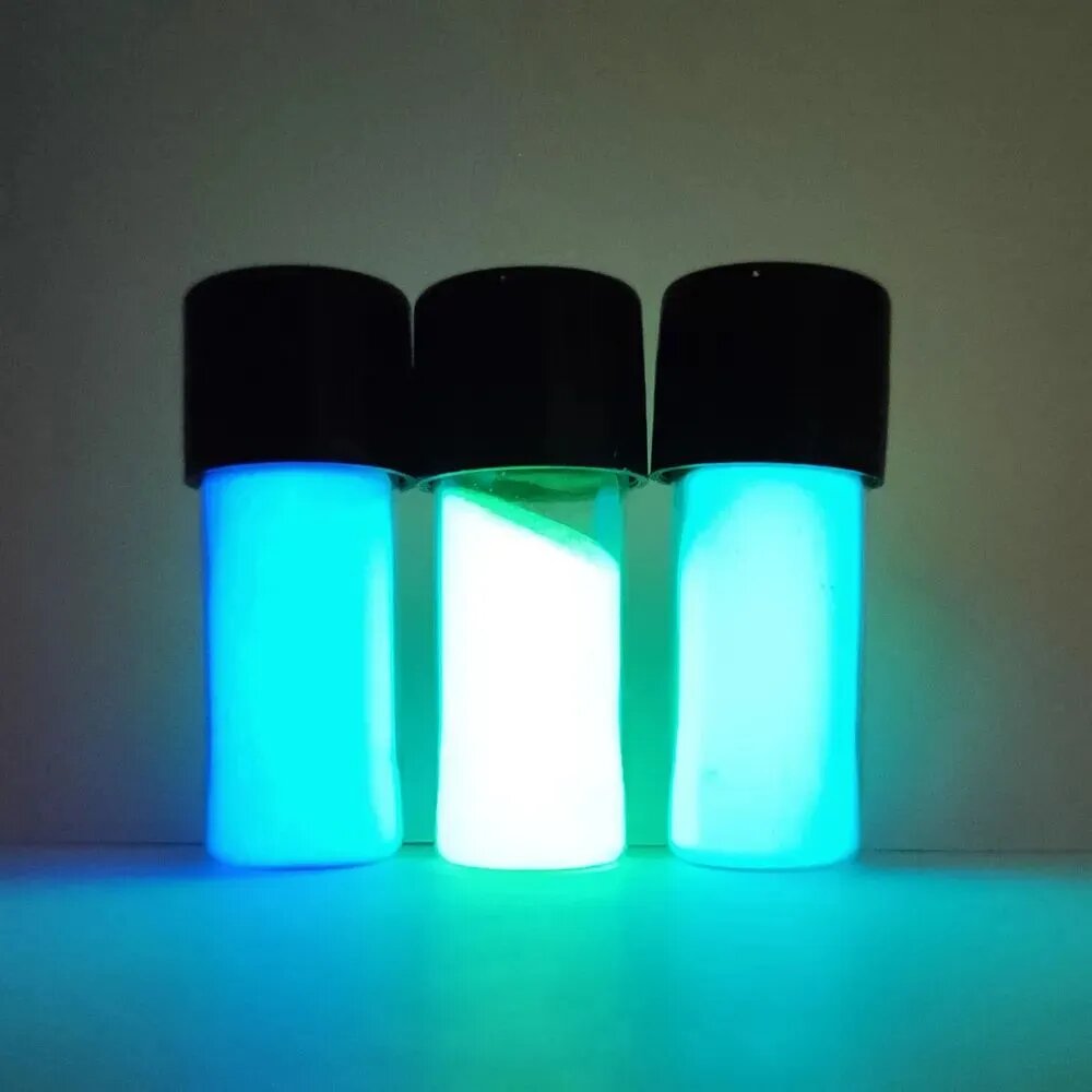 Набор люминофоров 3 х 10 г Светящиеся пигменты для эпоксидной смолы, красок и декора. Невидимые при дневном свете, светятся в УФ.