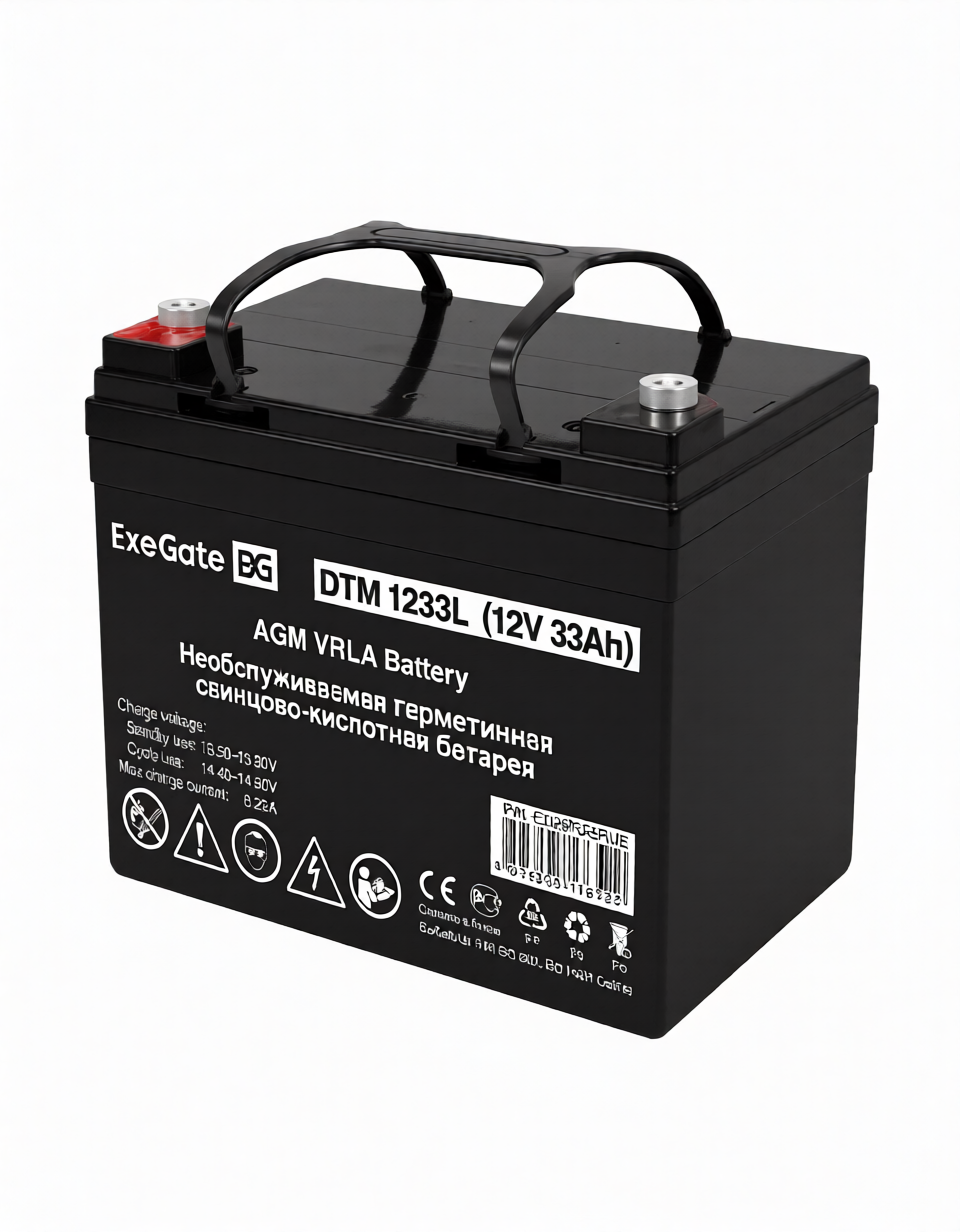 Батарея аккумуляторная Exegate DTM 1233L EX297555RUS (12V 33Ah, болт М6)