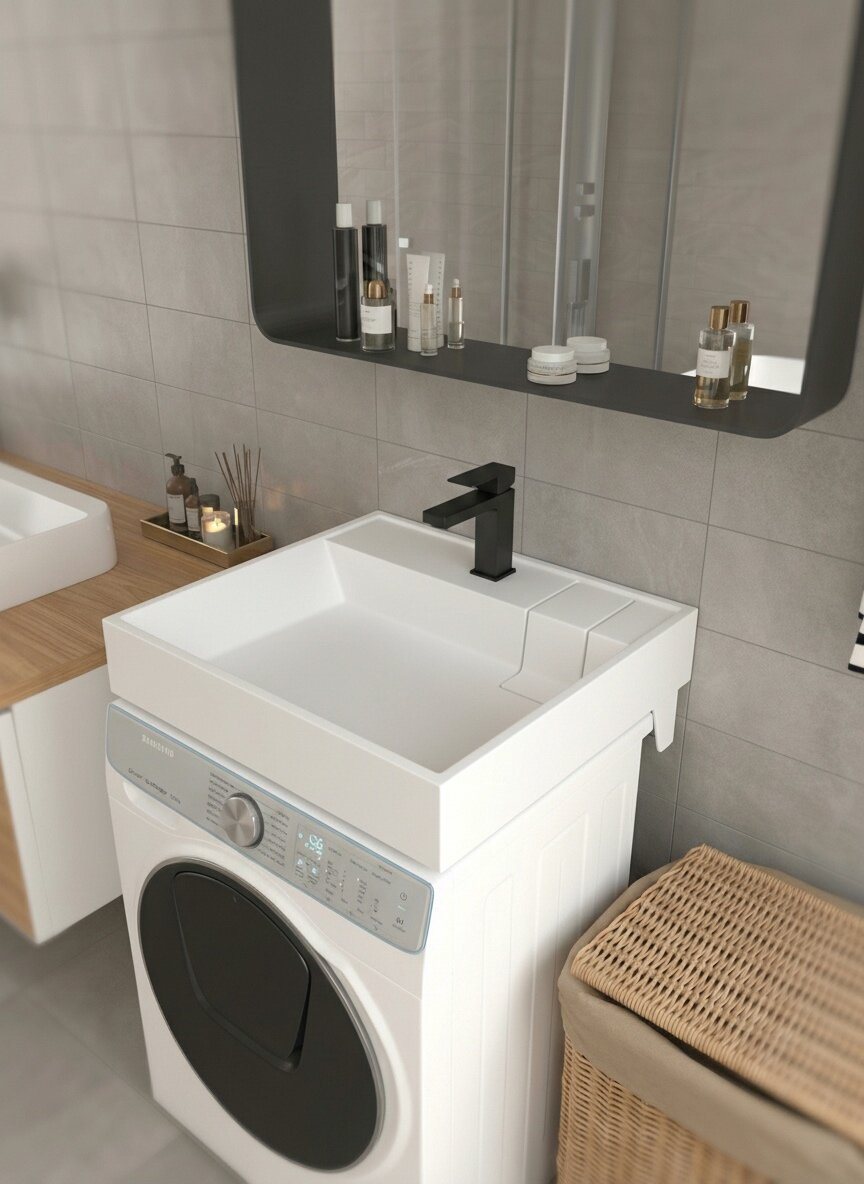 Раковина над стиральной машиной Uperwood Naomi Quartz, 60*60 см, жасмин