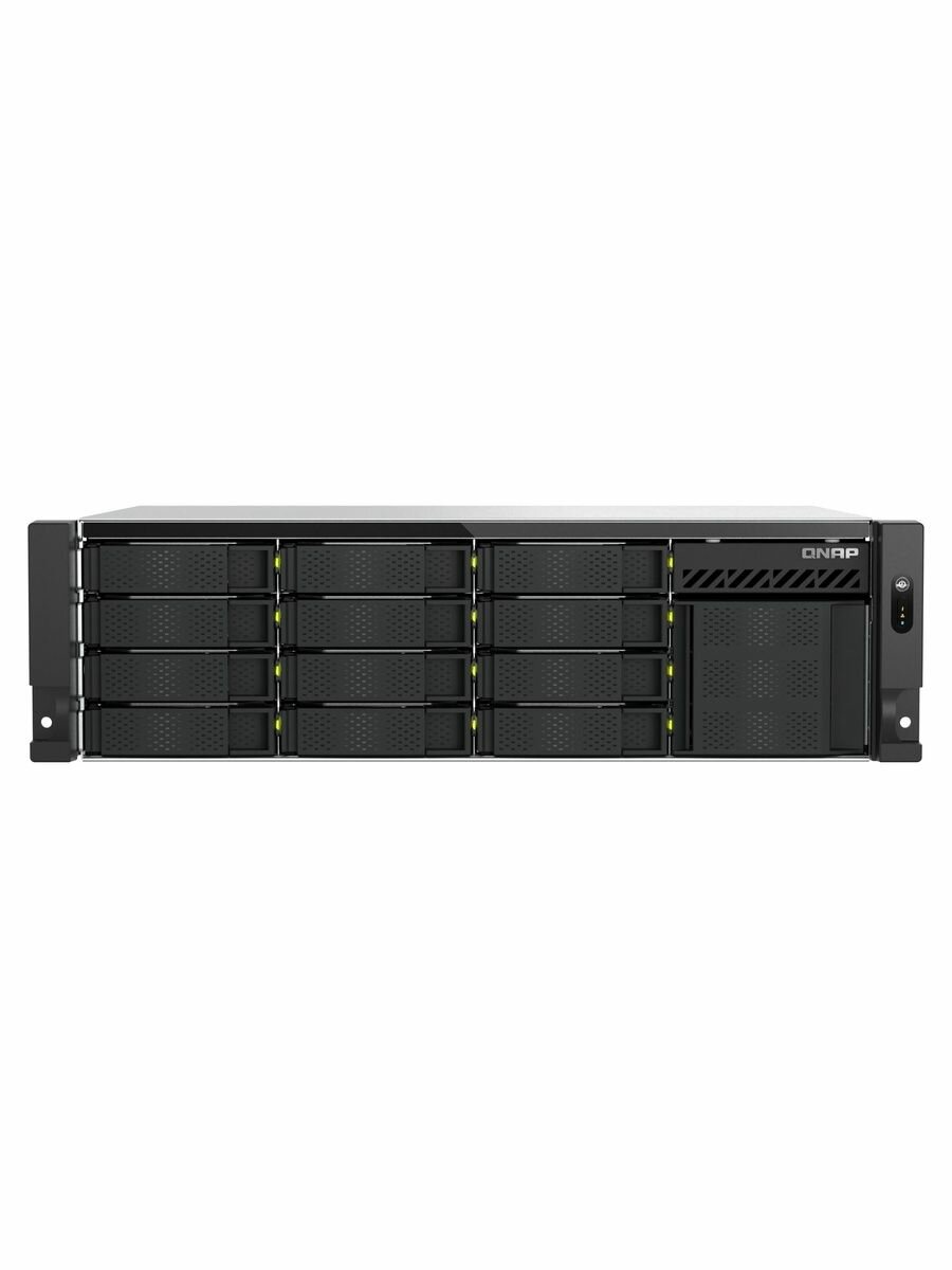 NAS-сервер QNAP TS-h1655XeU-RP, 8 ядер, 16 отсеков, RAID, 10 GbE, черный