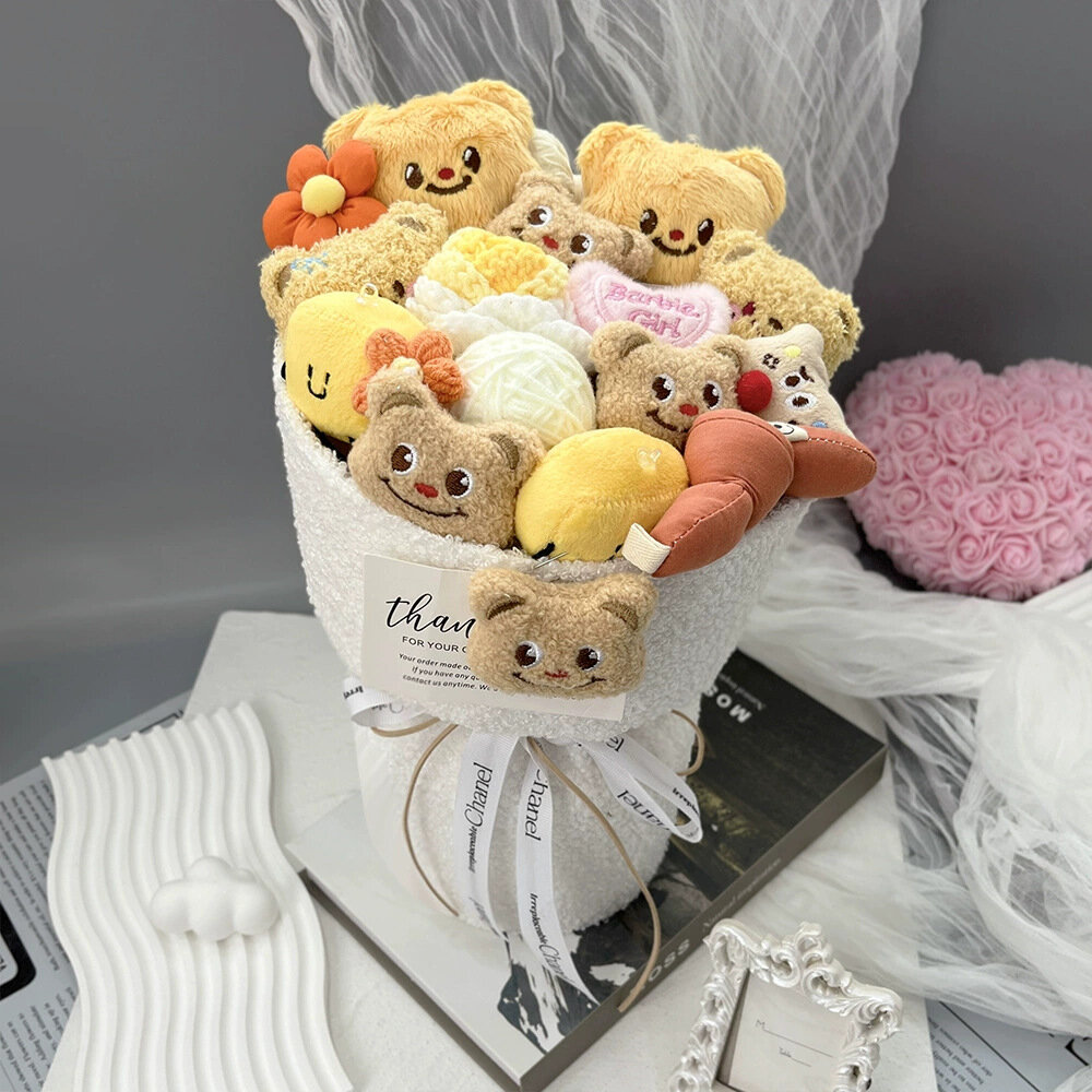 Подарок на Международный женский день: букет из плюшевых игрушек «Масляный мишка», плюшевая игрушка, ведёрко для объятий, мультяшная кукла — для вашей девушки в Международный женский день или День богини.