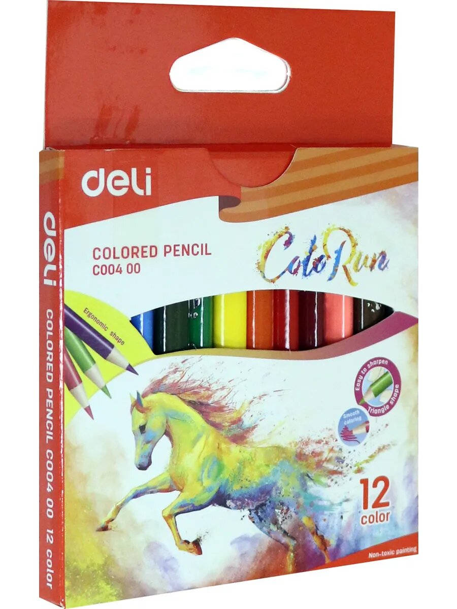 Карандаши ColoRun, 12 цветов, короткие