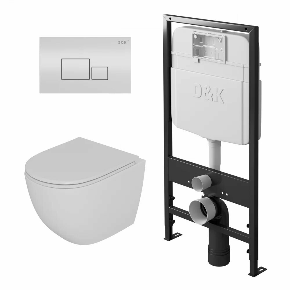 Комплект D&K: унитаз DT1396016, инсталляция DI8055119, клавиша смыва DB1519016 (DS1391602)