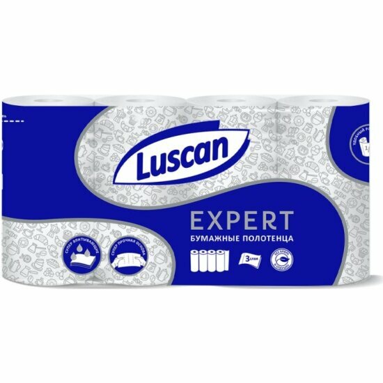 Полотенца бумажные Luscan Expert 3сл с тиснением и перф 4шт/уп