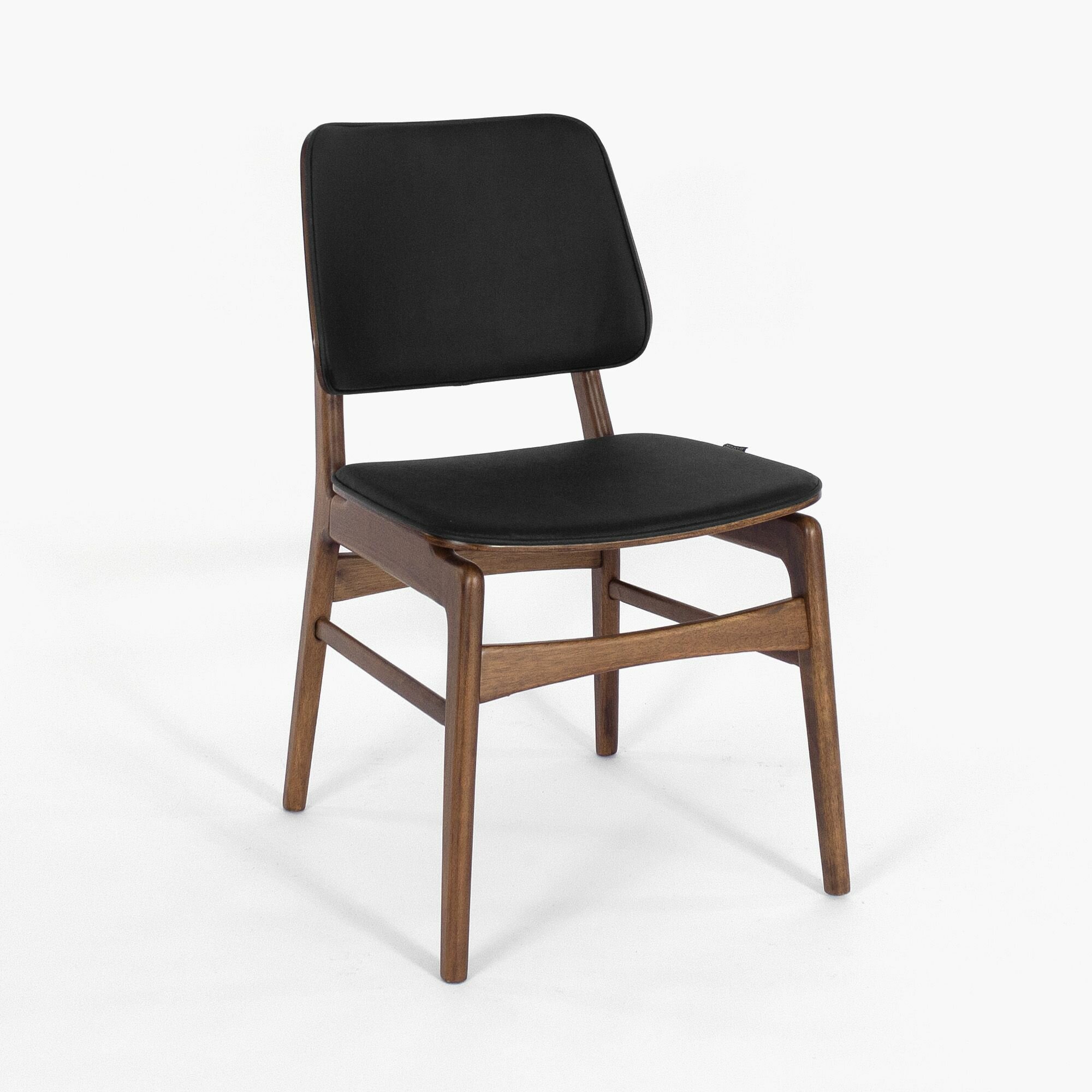 Стул Сиэтл черная матовая экокожа ножки гевея (тон орех) для дома/для гостиной/для столовой/для кафе/кухонный стул/стул кухонный