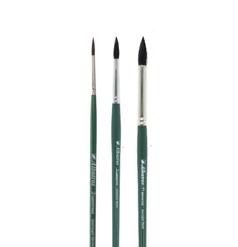 Альбатрос Набор кистей Альбатрос "Имитация" белка, круглая №3, №7, №11, 3шт