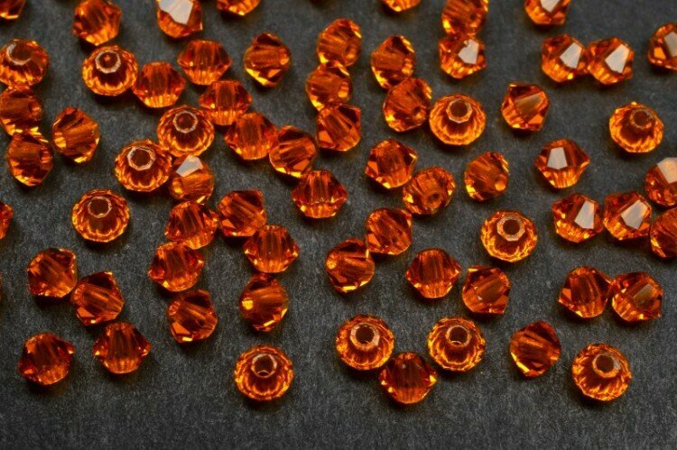 Бусины биконусы хрустальные 3мм, цвет SUN, 745-061, 20шт