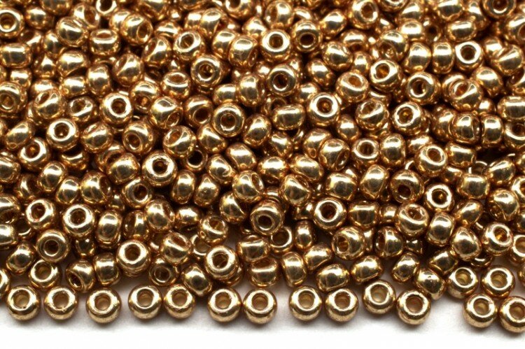 Бисер японский MIYUKI круглый 11/0 #4204 шампань, Duracoat гальванизированный, 10 грамм