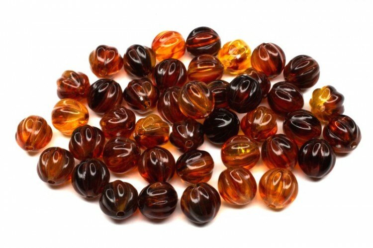 Бусины акриловые круглые граненые 7,5мм, отверстие 1,5мм, цвет янтарный, 540-158, 10г (около 39шт)