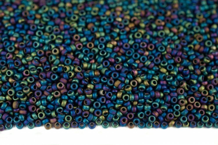 Бисер японский MIYUKI круглый 15/0 #0401FR черный, матовый радужный непрозрачный, 10 грамм