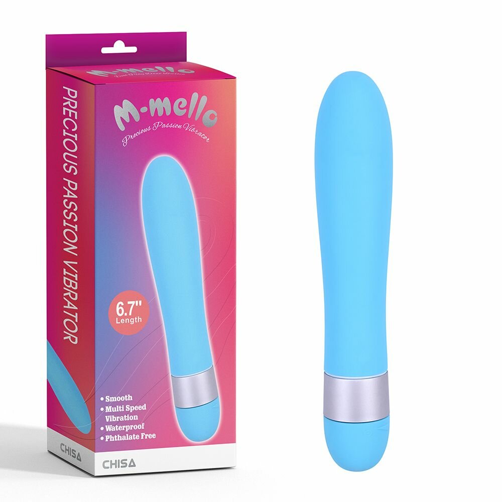 Голубой классический вибратор Precious Passion Vibrator - 17 см, Chisa, анодированный пластик (ABS), голубой