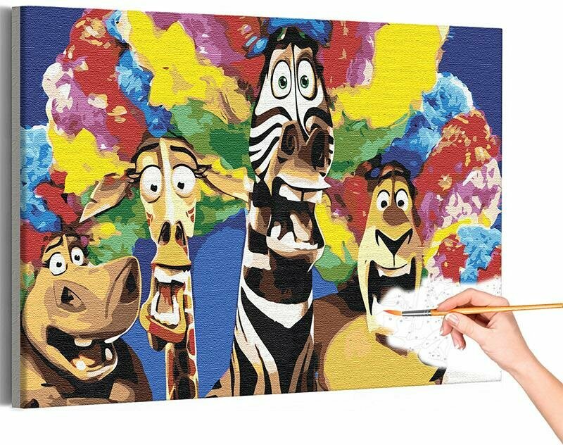 Веселое фото / Мадагаскар / Животные Раскраска картина по номерам на холсте 40х60