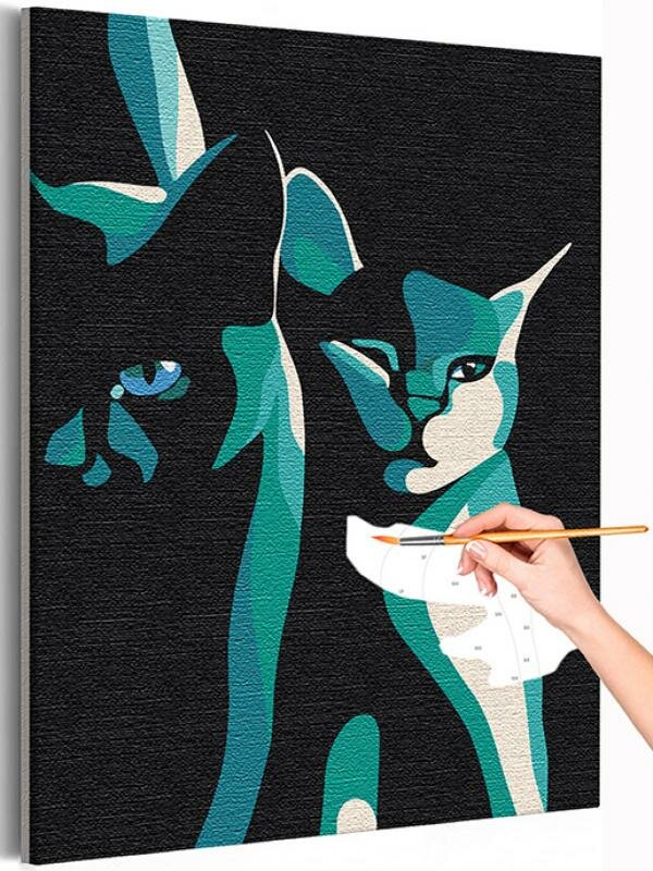 Два кота / Кошки / Животные Раскраска картина по номерам на холсте 30х40