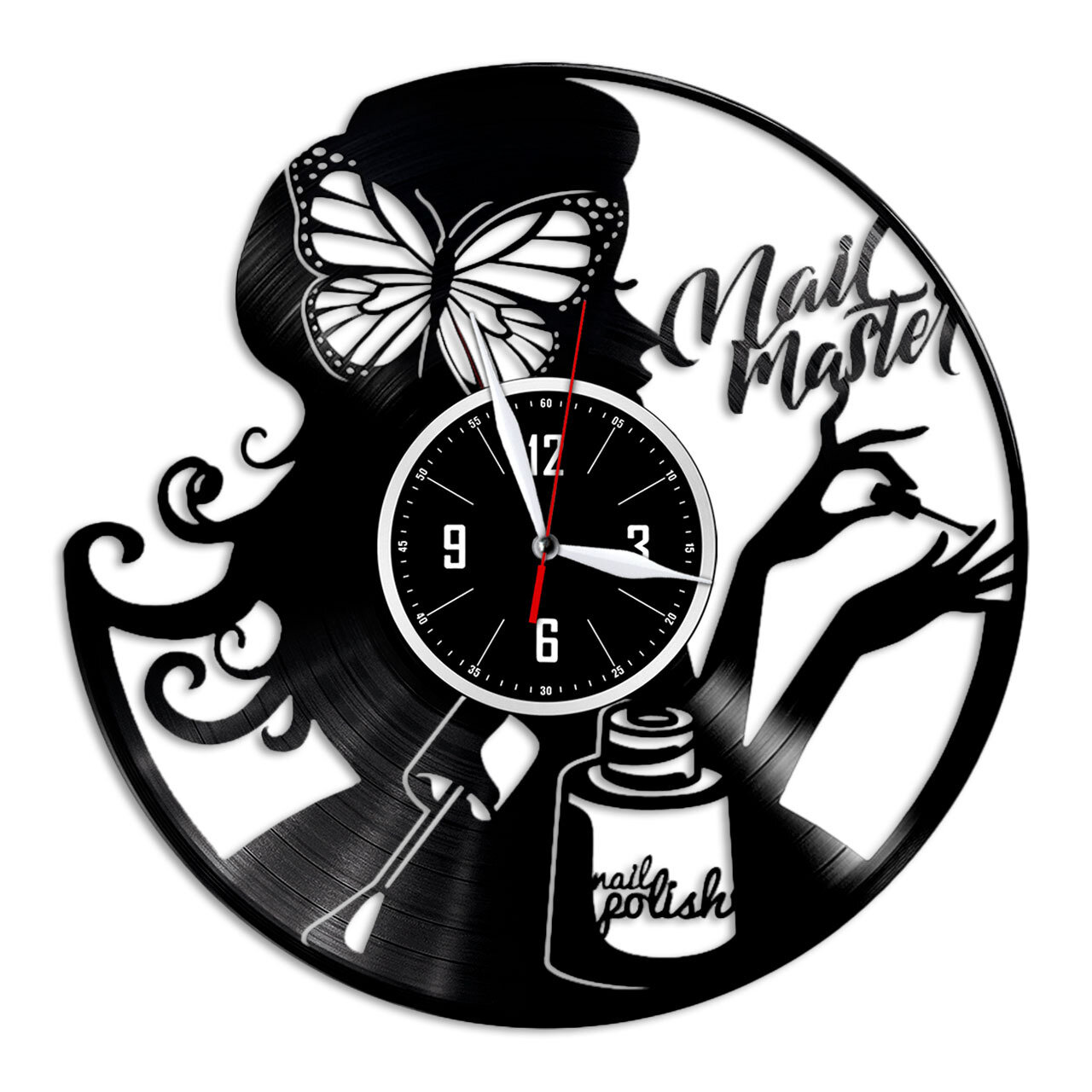 Мастер маникюра - настенные часы из виниловой пластинки