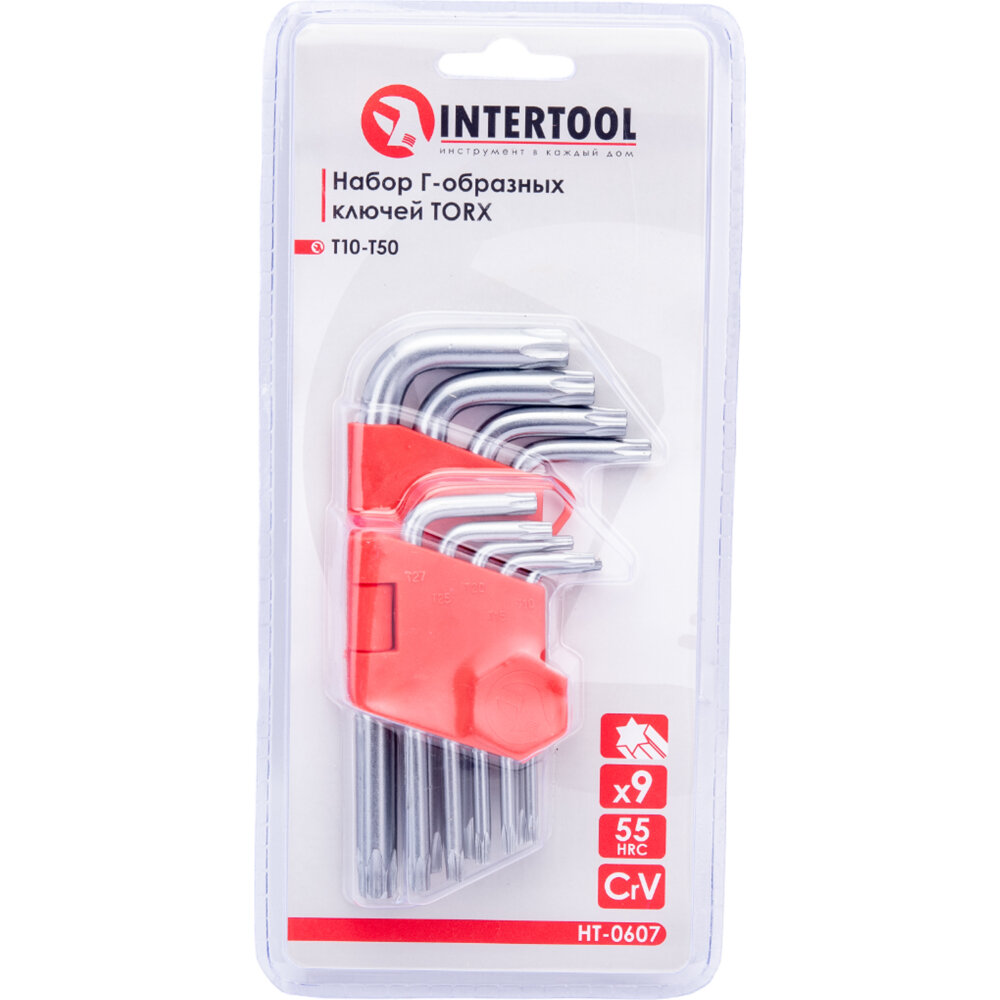 INTERTOOL Набор Г-образных ключей TORX 9шт, Т10-Т50, Cr-V, Small HT-0607