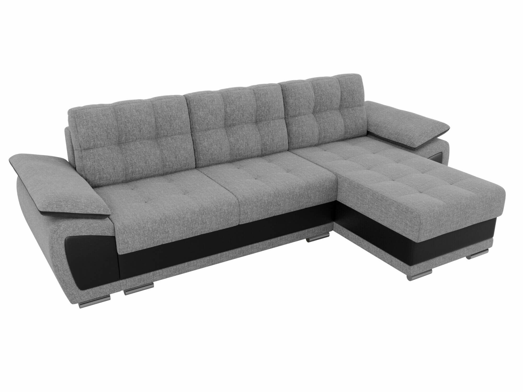 Artum Диван угловой Нэстор рогожка серый вставка эко кожа черный правый