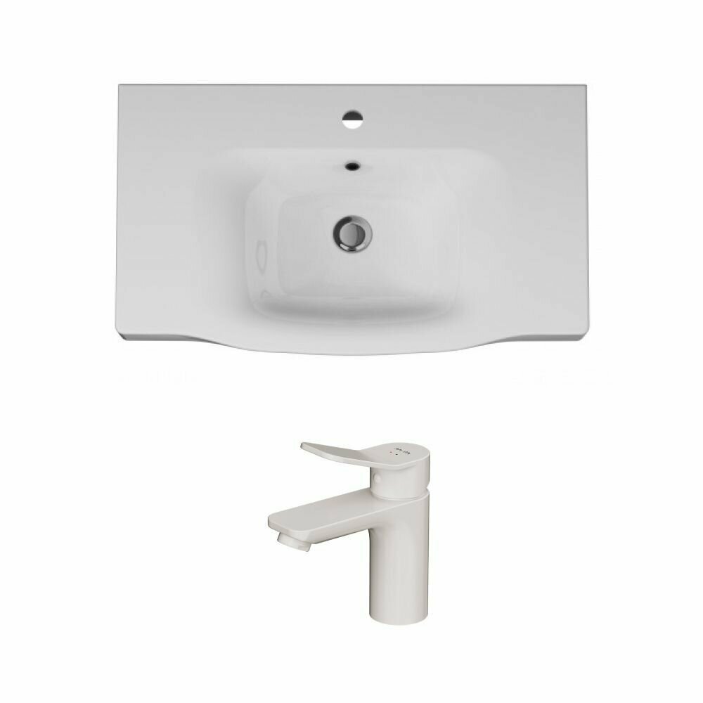 Раковина для ванной комнаты AM.PM, со смесителем, белая, 80х49х15,7 см