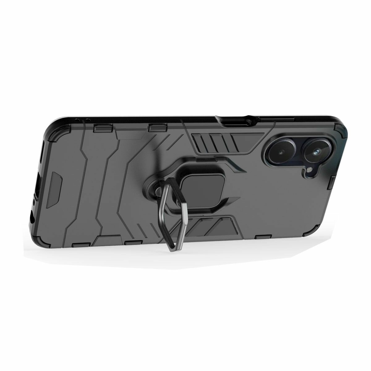 Противоударный чехол с кольцом Panther Case для Realme 10 черный