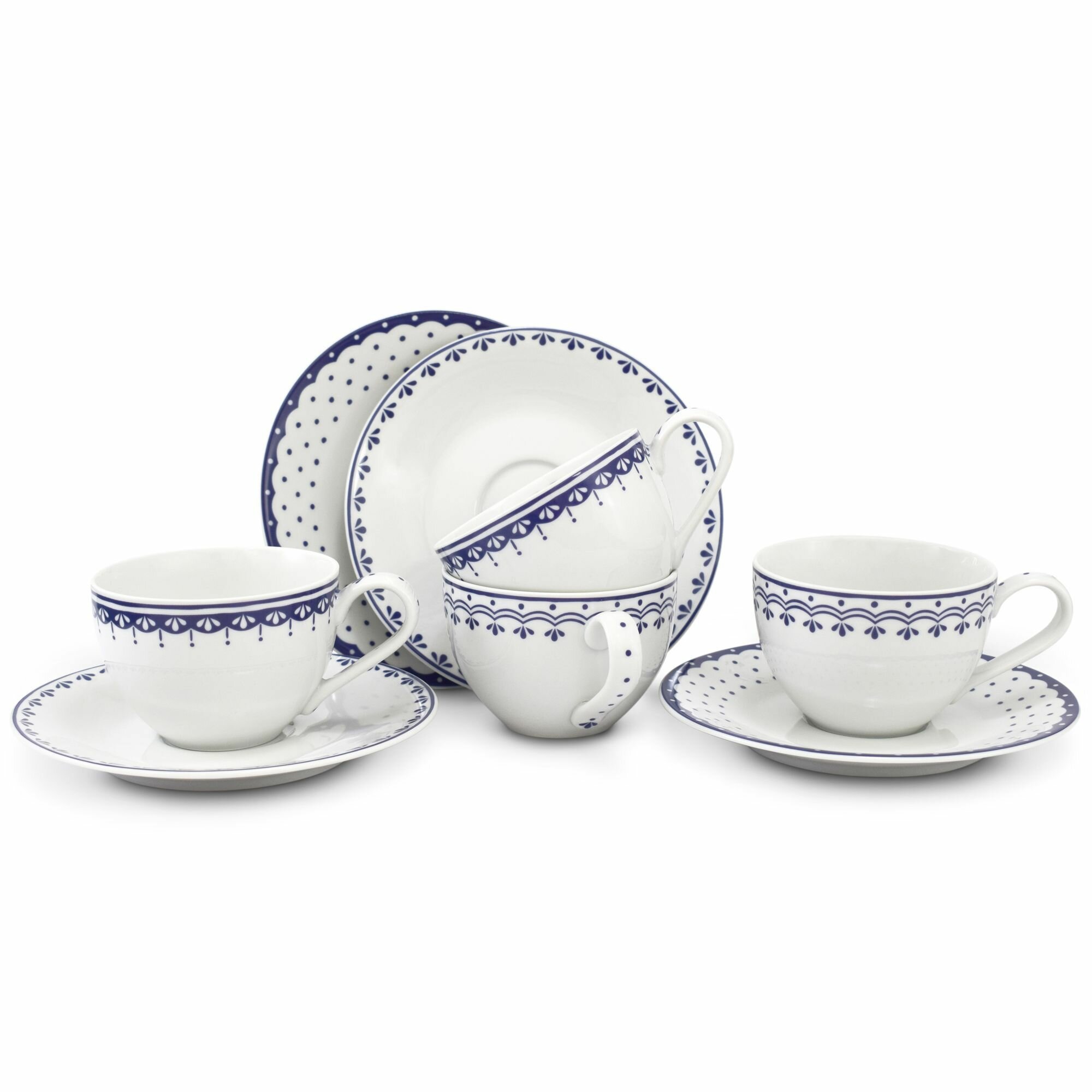 Набор чайных пар Leander "Хьюджилайн-синий" 0.20 л , 4 шт.