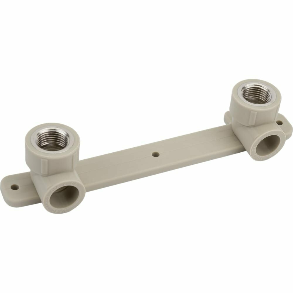 Монтажная планка VALFEX PP‑R, серая, Дн20х1/2" ВР 10124020Г 127-0496, двойная резьбовая конструкция из полипропилена