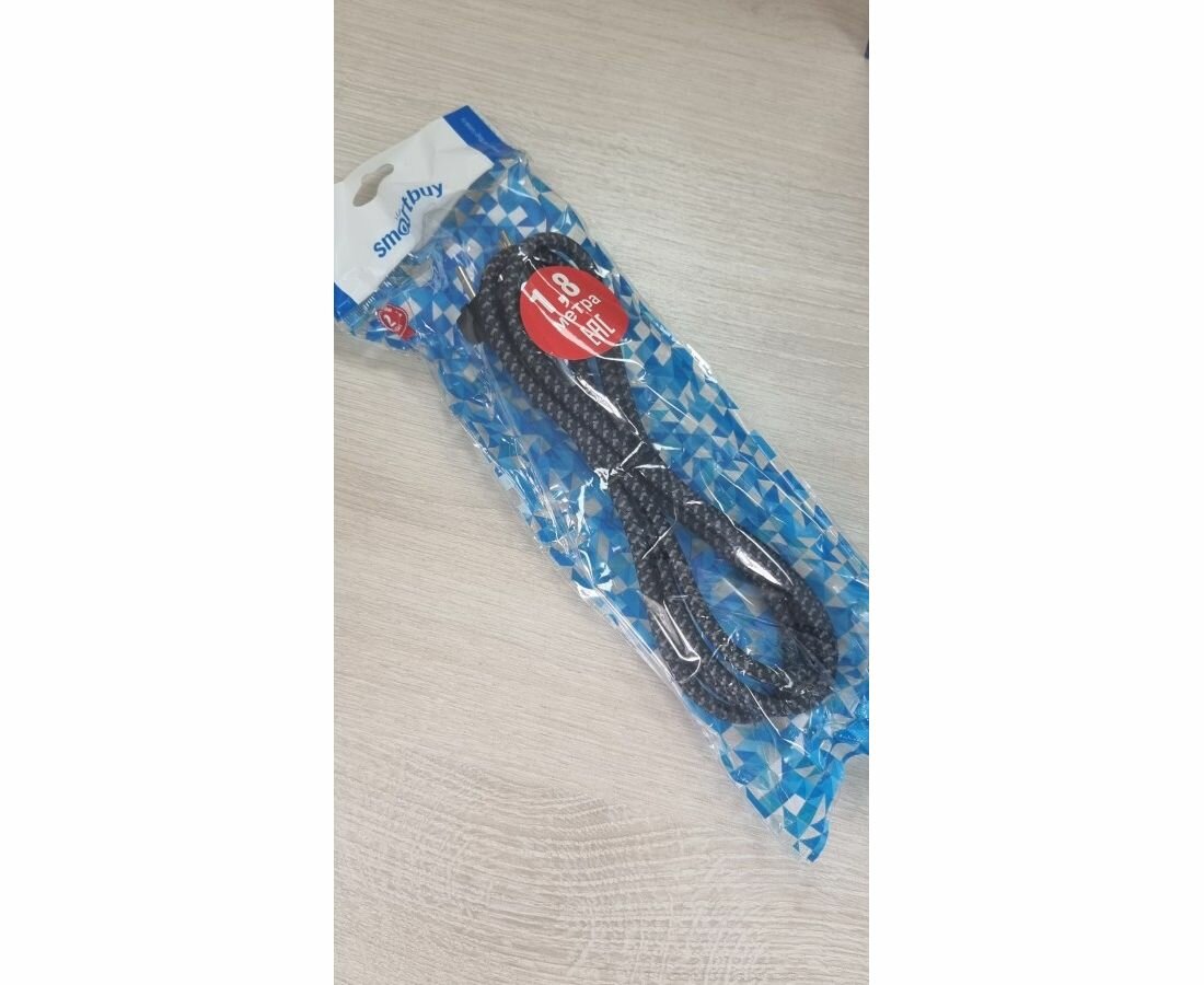 SmartBuy Сетевой шнур в тканевой оплетке без земли для утюга черный 1,8 метра 6А/1,2кВт SBE-06-P10-w