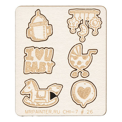 Mr.Painter CHI-7-TM18 Чипборд 7 х 8.5 см 26 Малышок декоративный элемент для скрапбукинга