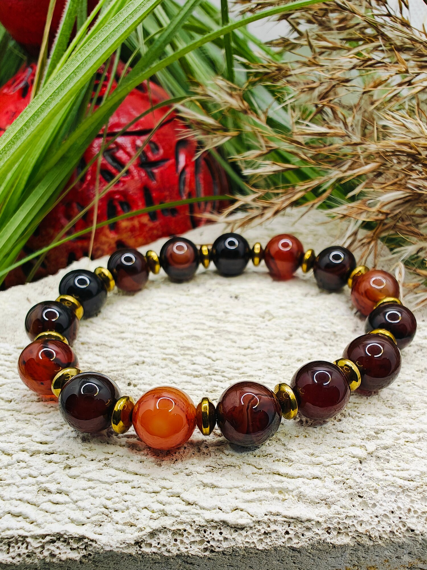 Браслет, агат, гематит