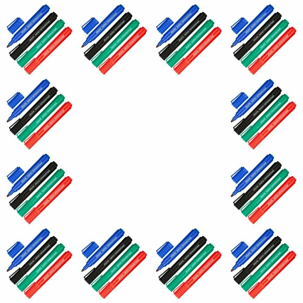 Attache Набор маркеров перманентных, 4 цвета - 12 шт