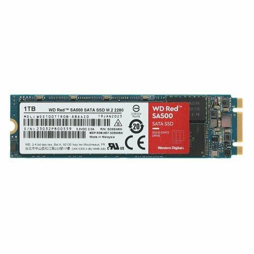 SSD накопитель WD Red SA500 WDS100T1R0B 1ТБ, M.2 2280, SATA III, M.2