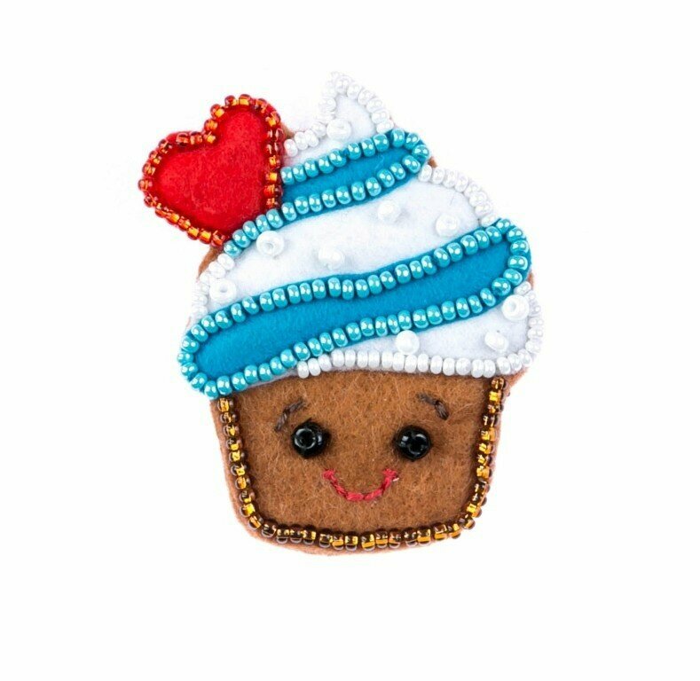 Набор для шитья Перловка #ПФСБ-1503 Брошка "Кремовый капкейк", 4.9 х 5.7 см