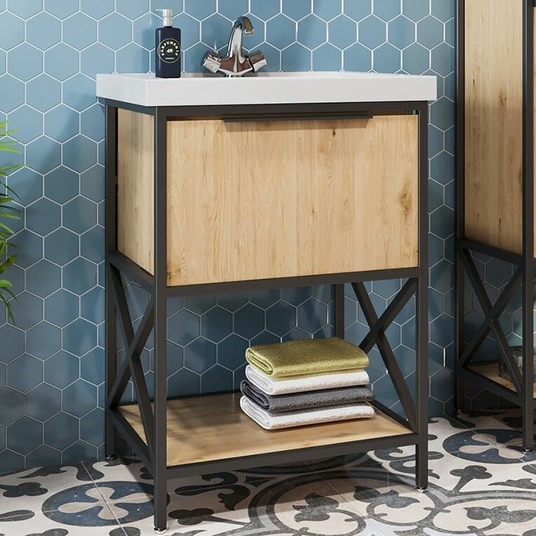 Тумба с раковиной Mixline Бруклин 60 дуб бунратти