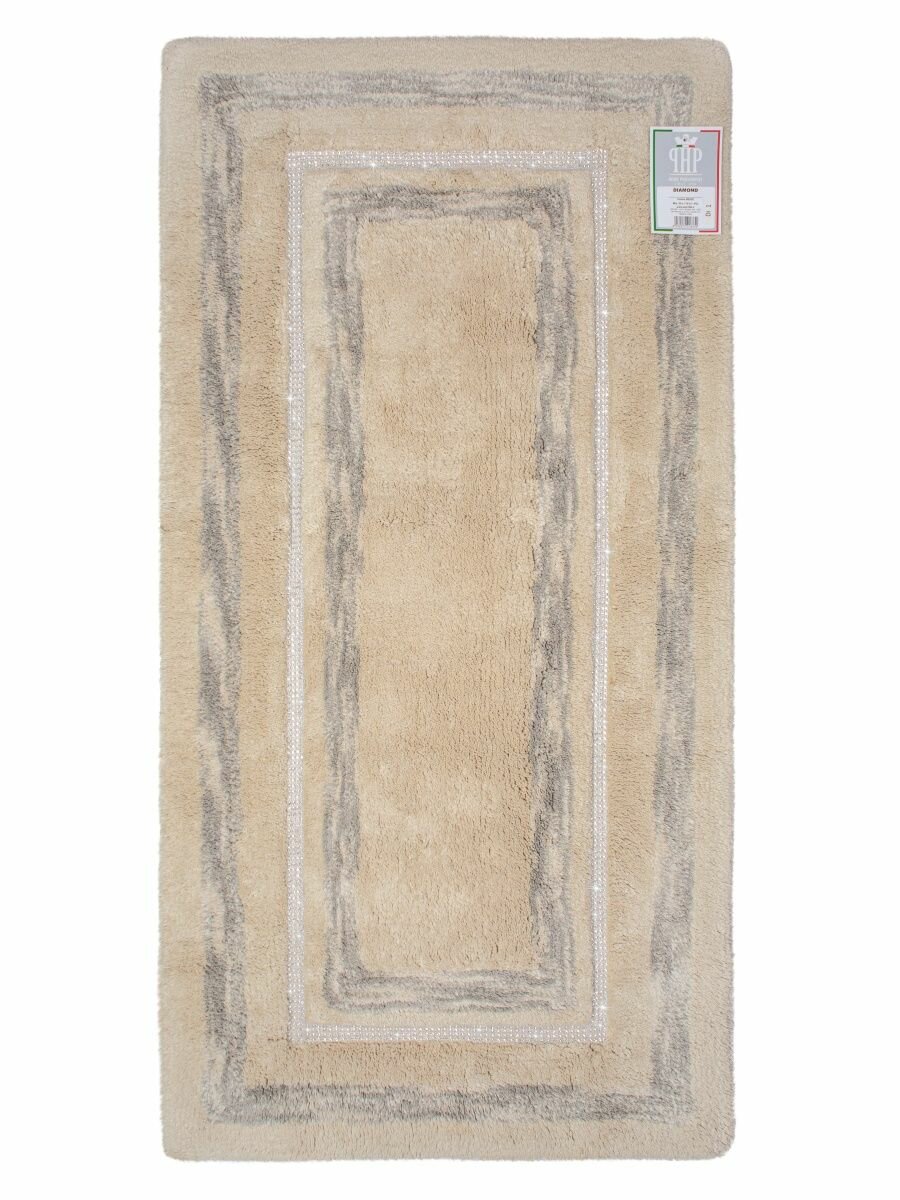 Хлопковый коврик PHP Home Philosophy "Diamond", 65x140см, антискользящий, бежевый, 100%