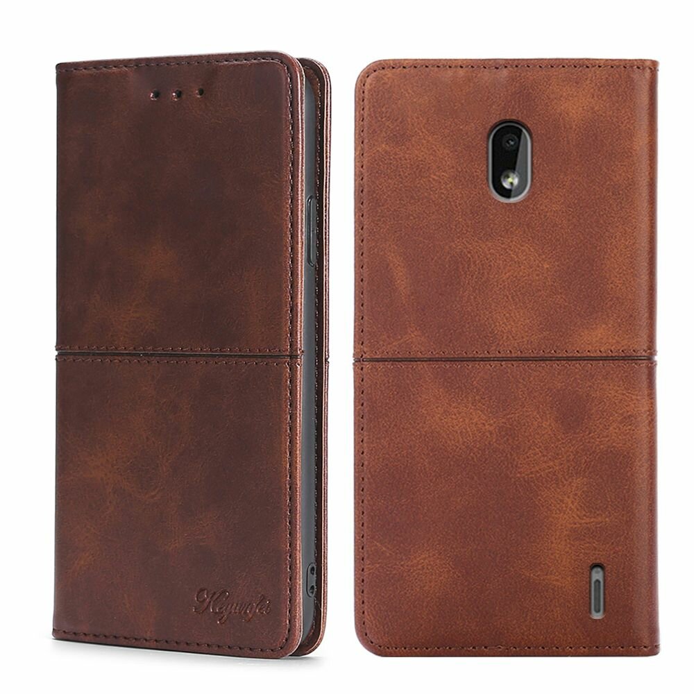 Чехол-книжка MyPads для Nokia 2.2 / Нокиа 2.2 воловья кожа (коричневый)