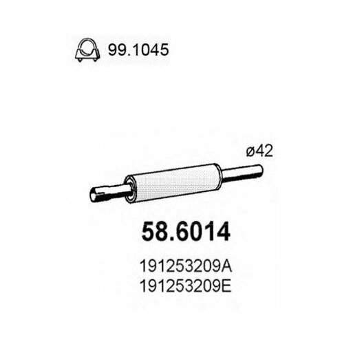 Средний глушитель выхлопных газов, ASSO 58.6014 (1 шт.)