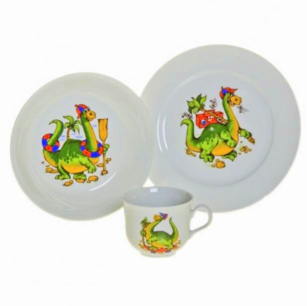 Детский набор "Дракоша" в подарочной упаковке 3 пр,(кружка/тарелка мелкая/тарелка глубокая/) Thun Чехия