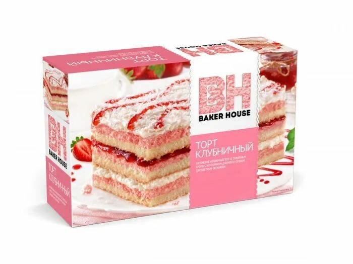 Baker House Торт бисквитный Виттория клубника 350 гр.