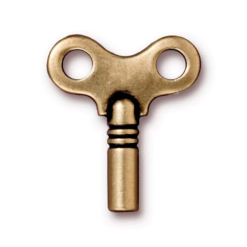 Подвеска, 22х18мм, TierraCast, заводной ключик, базовый материал - оловянный сплав, бронзовый, 1 шт.